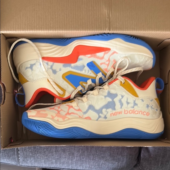 New Balance | Shoes | New Balance Cream And Blue Sneakers With ...